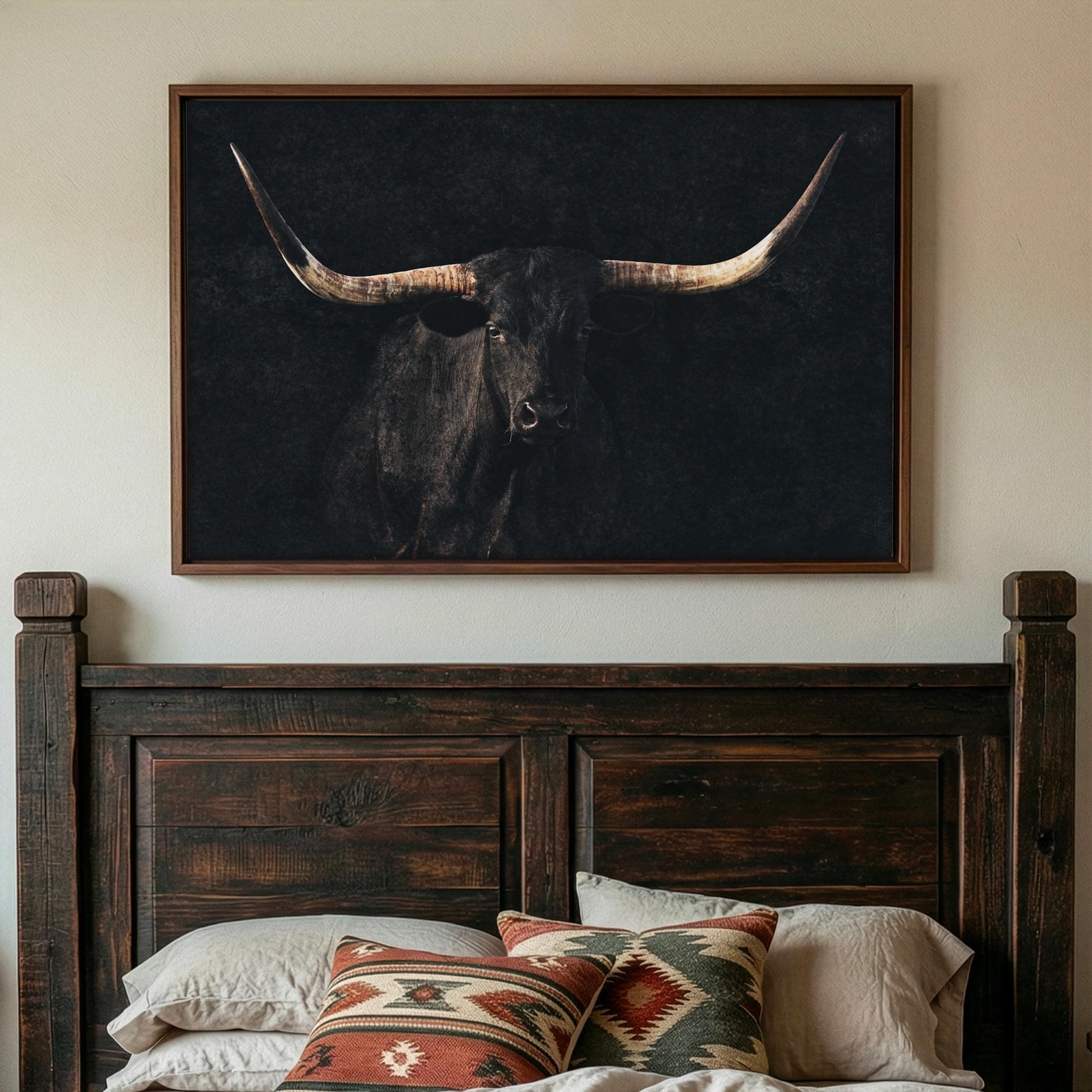 Dramatic Western Wall Decor - Texas Longhorn Wall Art Canvas Print ...