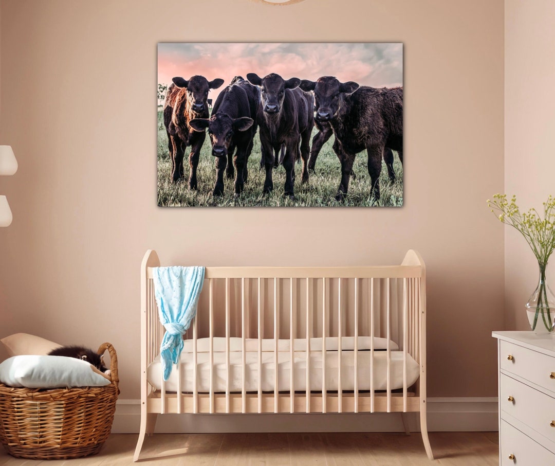 Angus Nursery Decor Cow Wall Art Western Nursery Decor Angus Cow Canvas ...