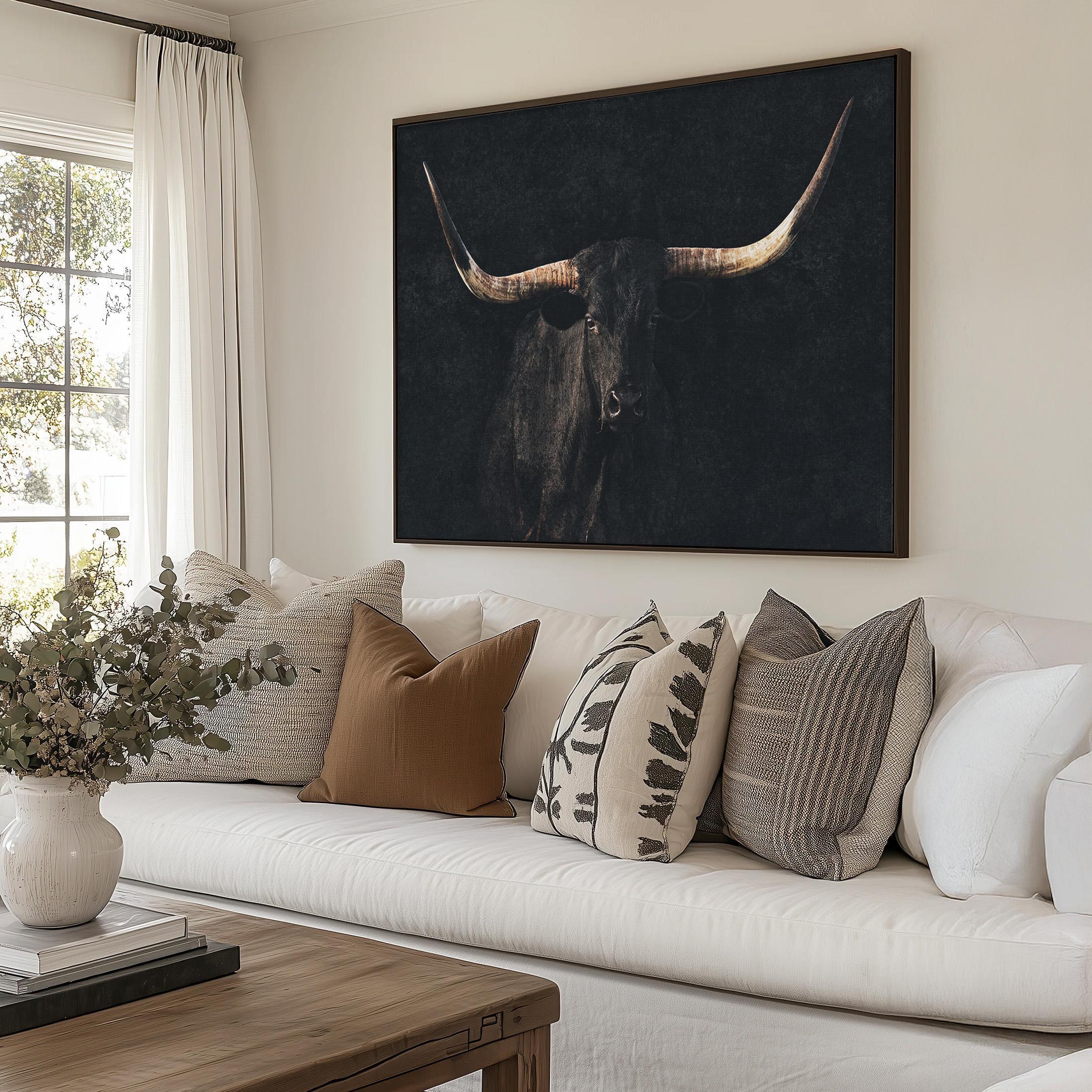 Dramatic Western Wall Decor - Texas Longhorn Wall Art Canvas Print ...