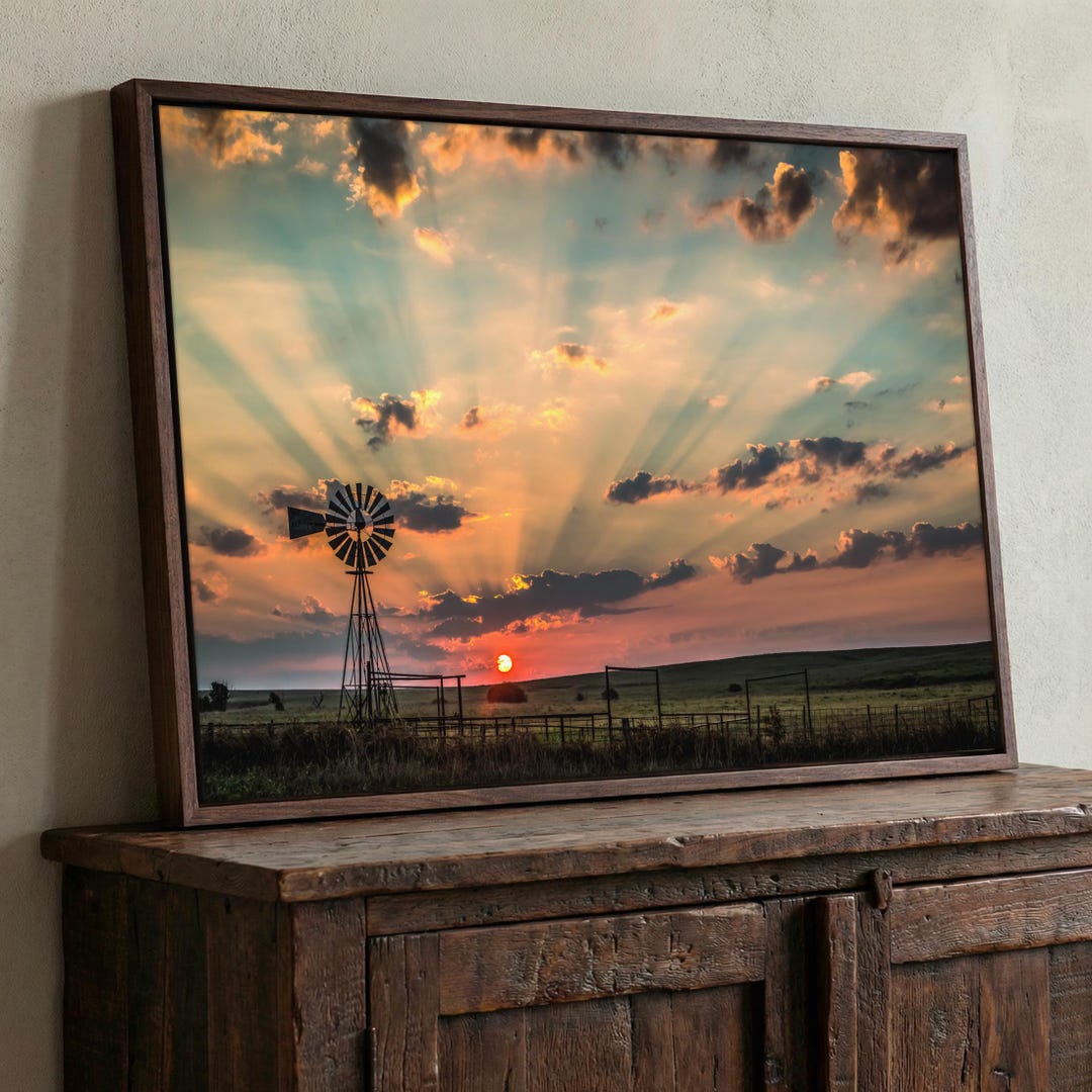 Windmill Art Print - Old Windmill Photo at Sunrise - Vintage Farmhouse ...