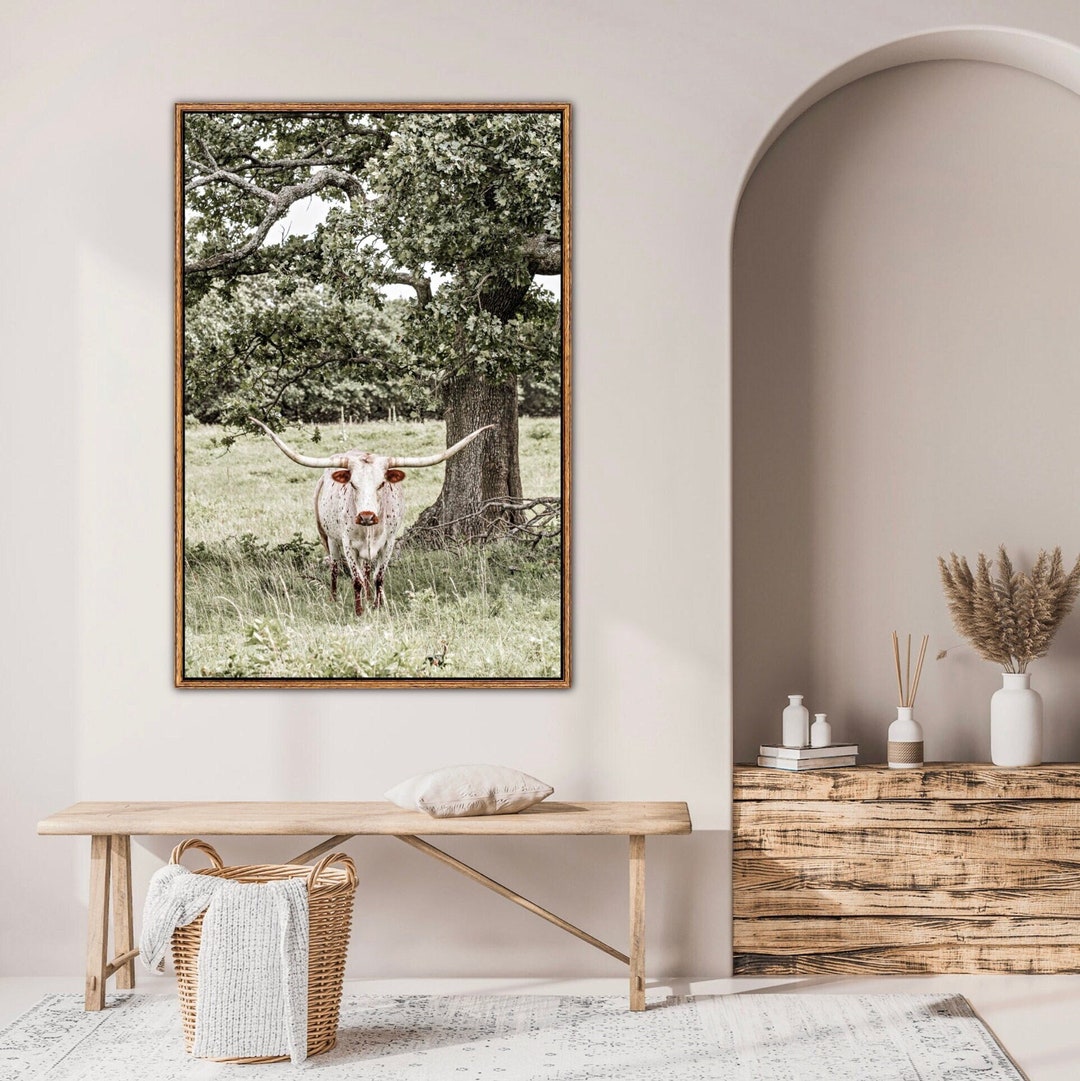 Vertical Longhorn Wall Art Western Decor Office Western Living Room ...