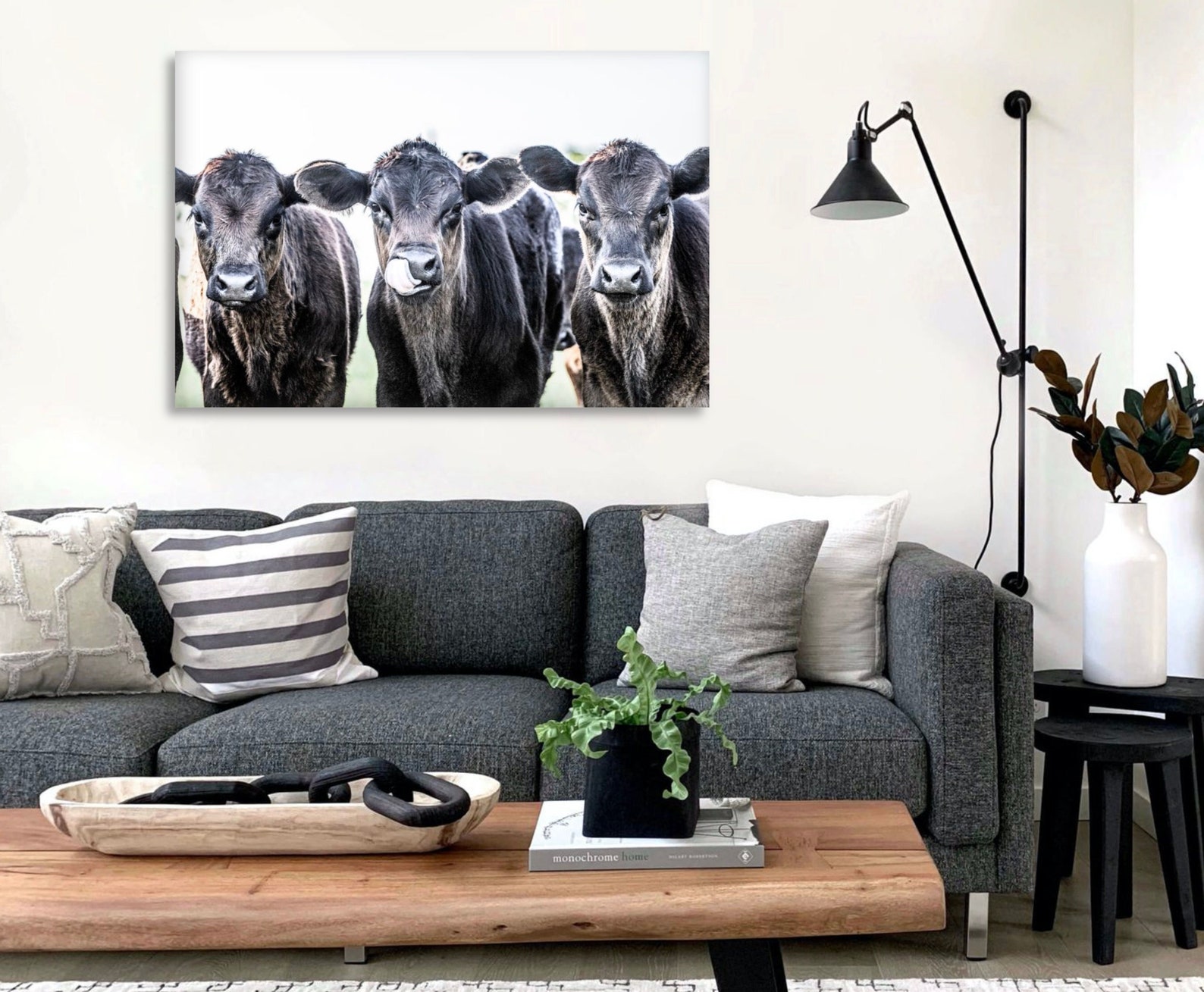 Western Nursery Decor Black Angus Wall Art Canvas Baby Farm | Etsy