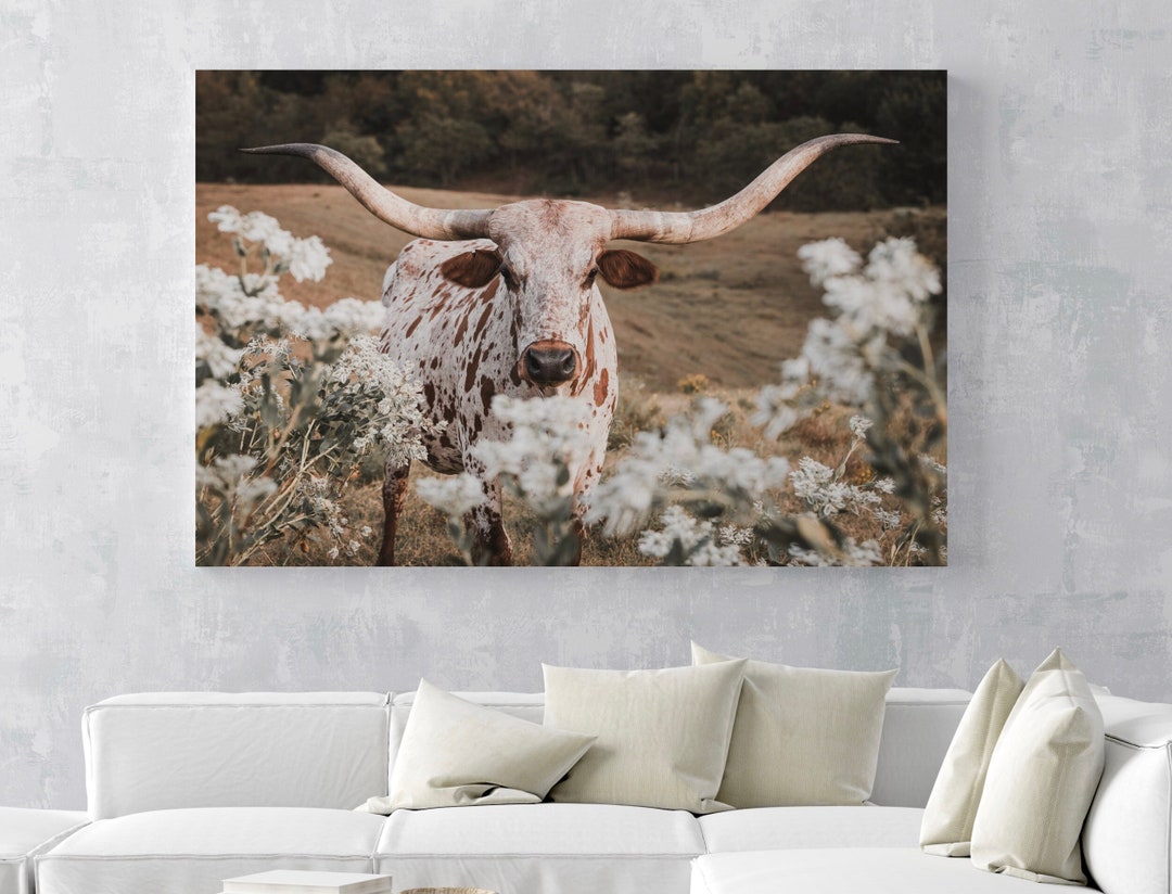 Longhorn Wall Art Longhorn Art Canvas Print. Western Home - Etsy