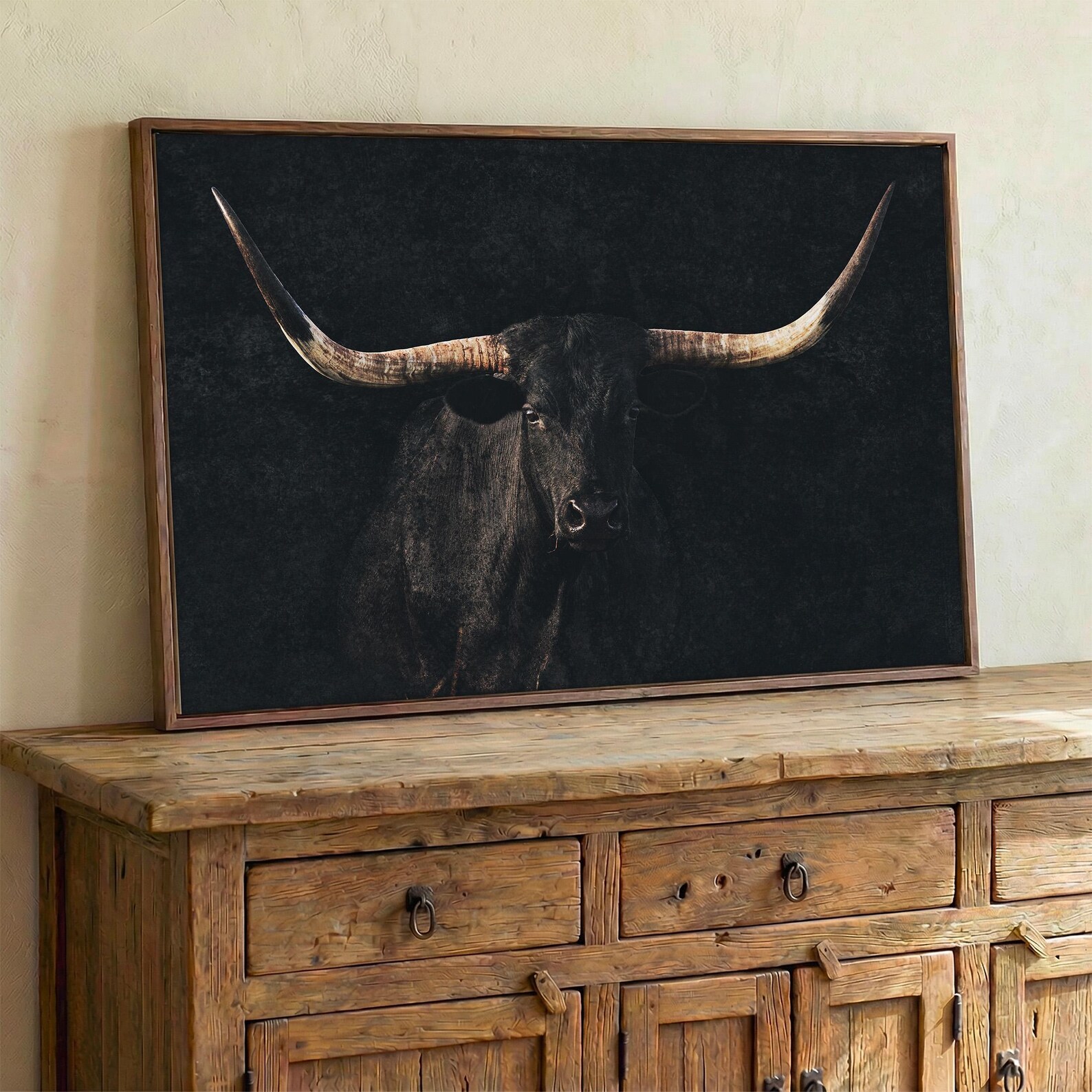 Dramatic Western Wall Decor - Texas Longhorn Wall Art Canvas Print ...