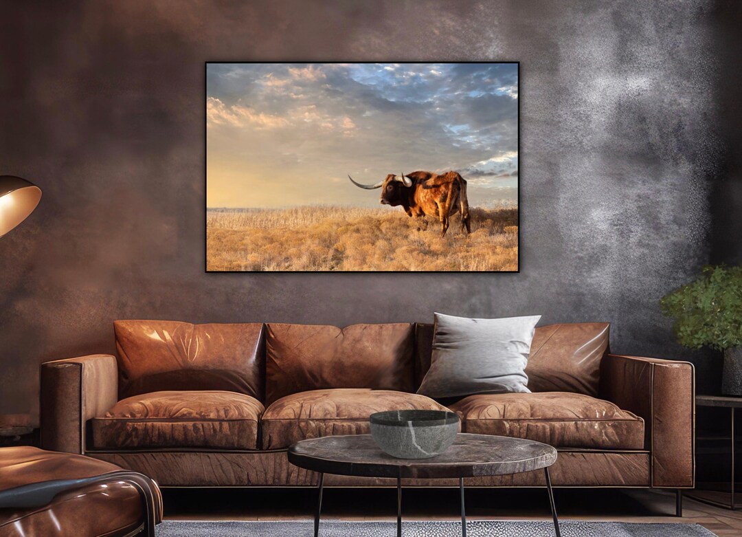 Longhorn Wall Art, Longhorn Canvas Print, Texas Style Decor for Large ...