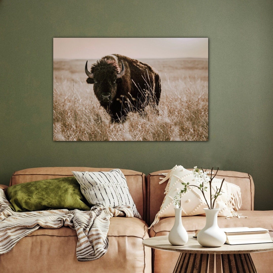 Buffalo Wall Art Bison Canvas Print Western American Bison Wall Art ...