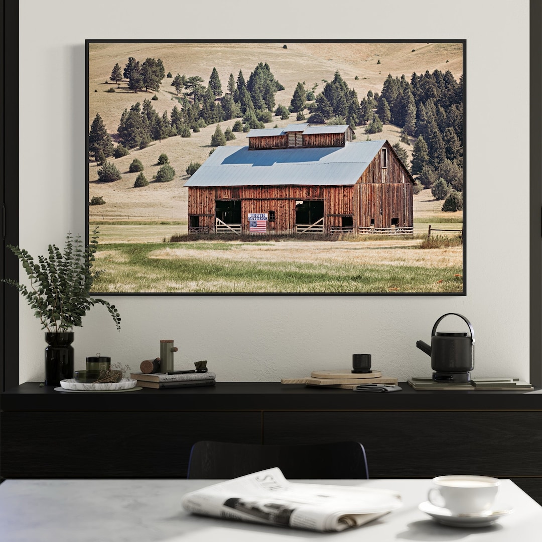 Patriotic American Flag Canvas Wall Art Old Wood Barn Photo Truth ...