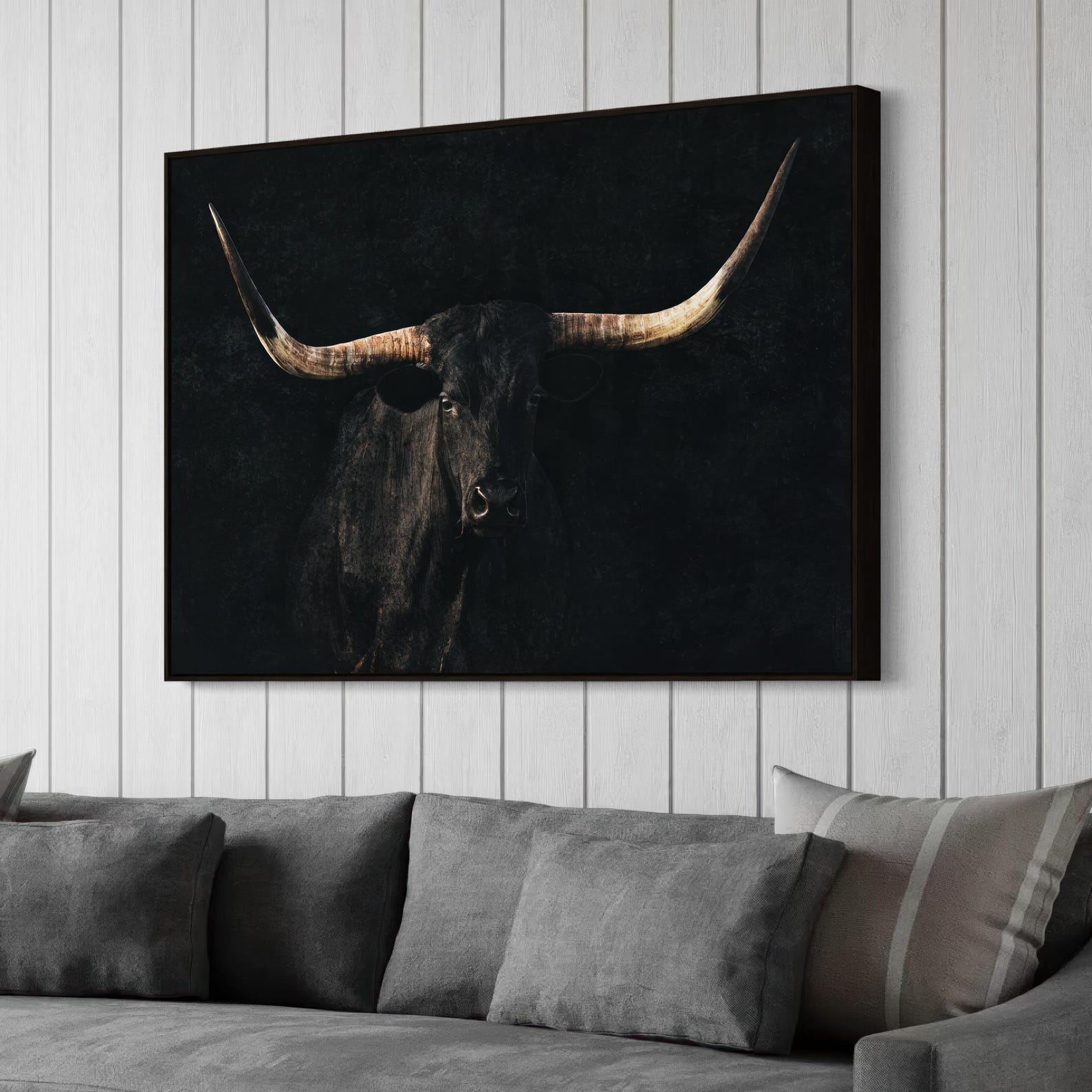 Dramatic Western Wall Decor - Texas Longhorn Wall Art Canvas Print ...
