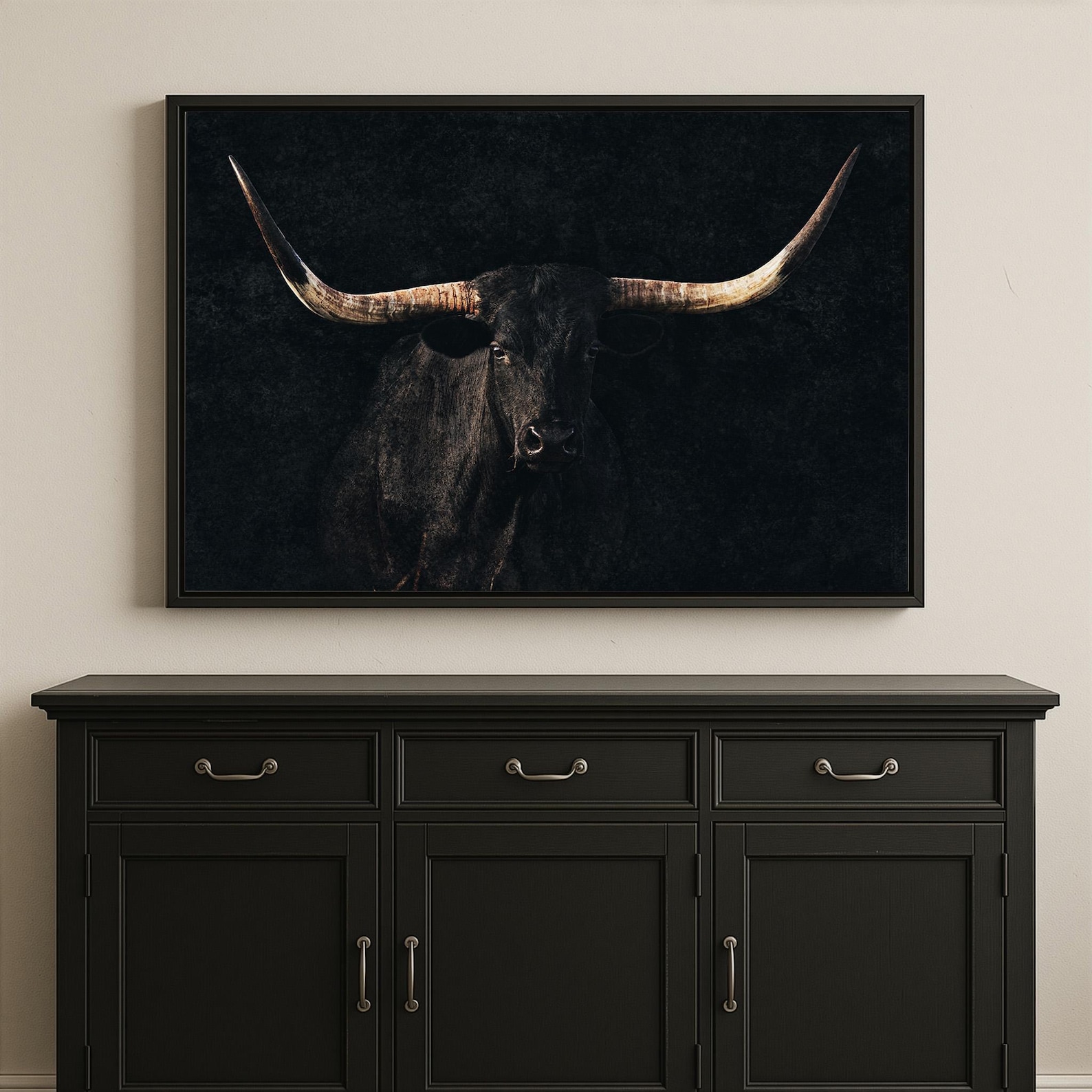Dramatic Western Wall Decor - Texas Longhorn Wall Art Canvas Print ...