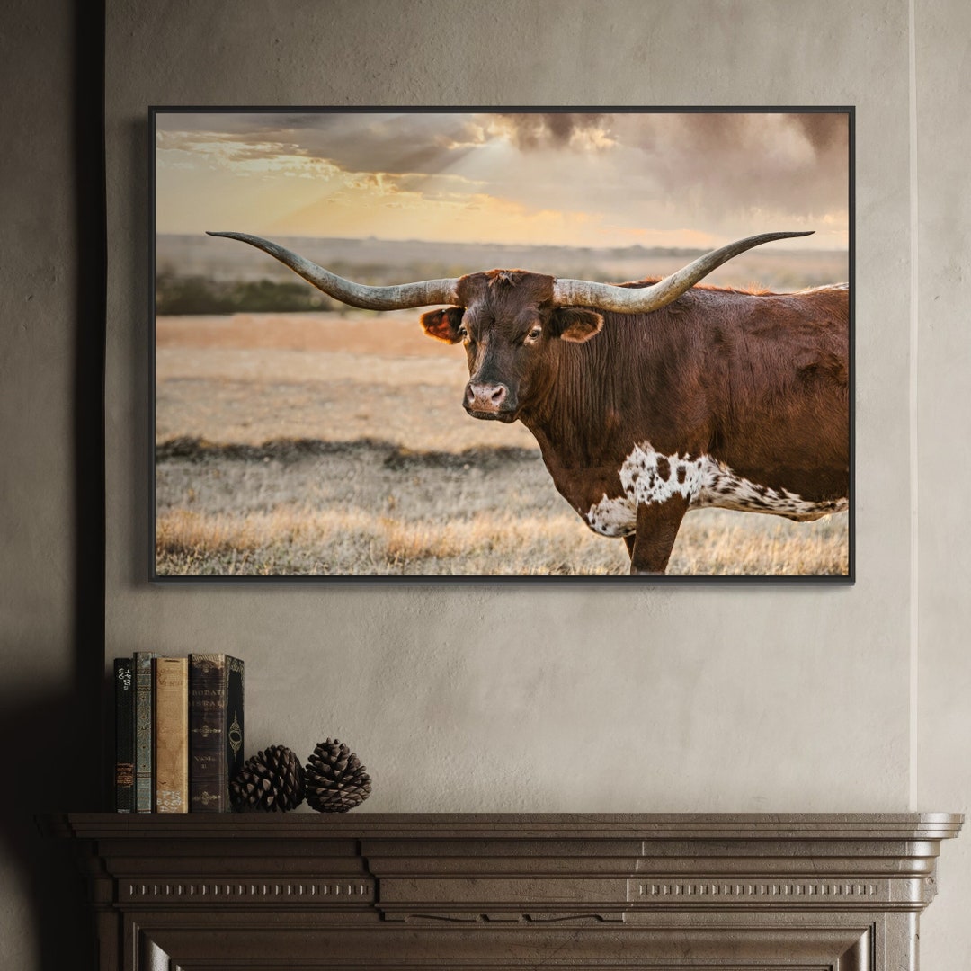 Longhorn Wall Art Canvas Print With Western Aesthetic - Etsy