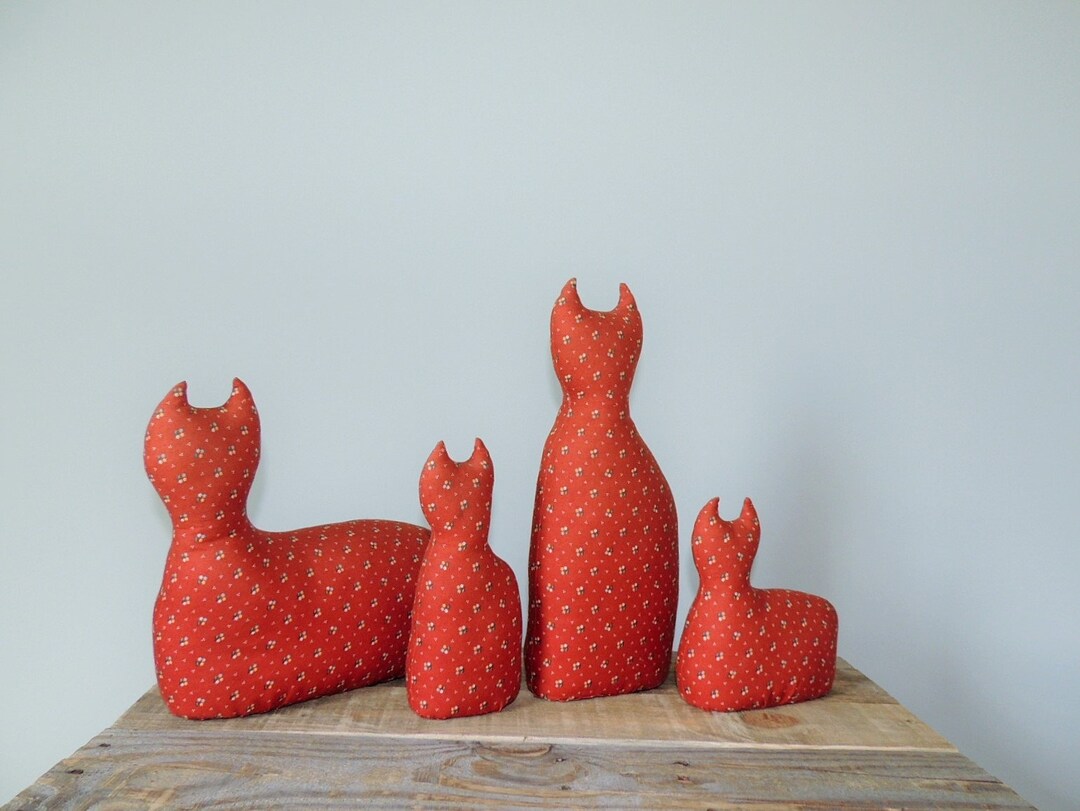 Vintage Stuffed Cat Family, Antique Fabric Cat Toys, Country Style ...