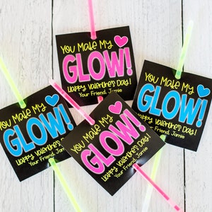 PRINTED Glow Stick Valentine's Day Tags for Kids, Class, School ...