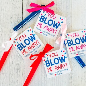 PRINTED Tags & Ribbon Bubbles Valentines Day Tags for Kids Non Food ...