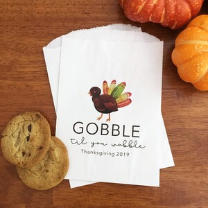 Personalized Thanksgiving Favor Bags - Gobble Til You Wobble // Lined ...