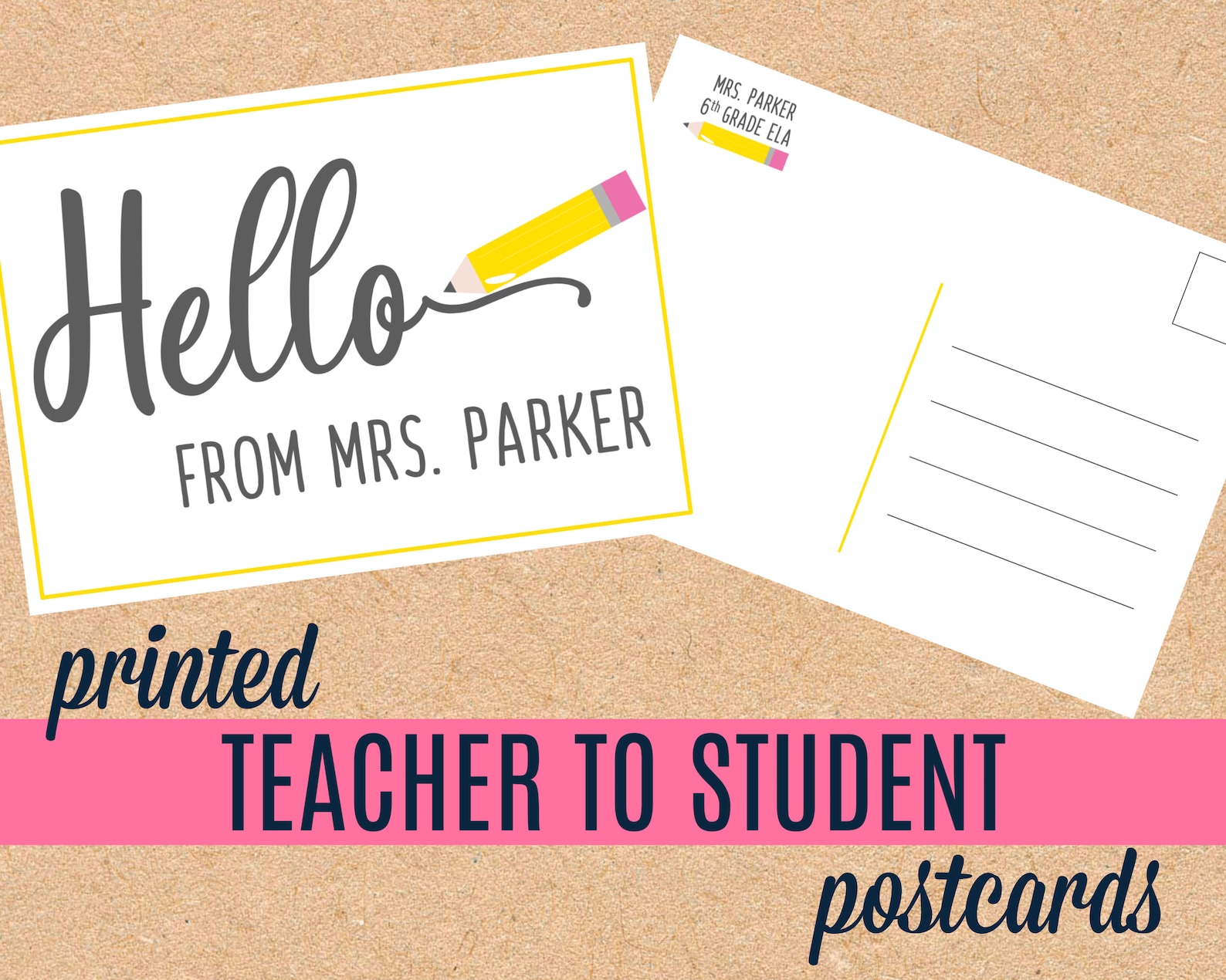 Hello From Teacher Postcards Personalized Teacher Note Cards | Etsy