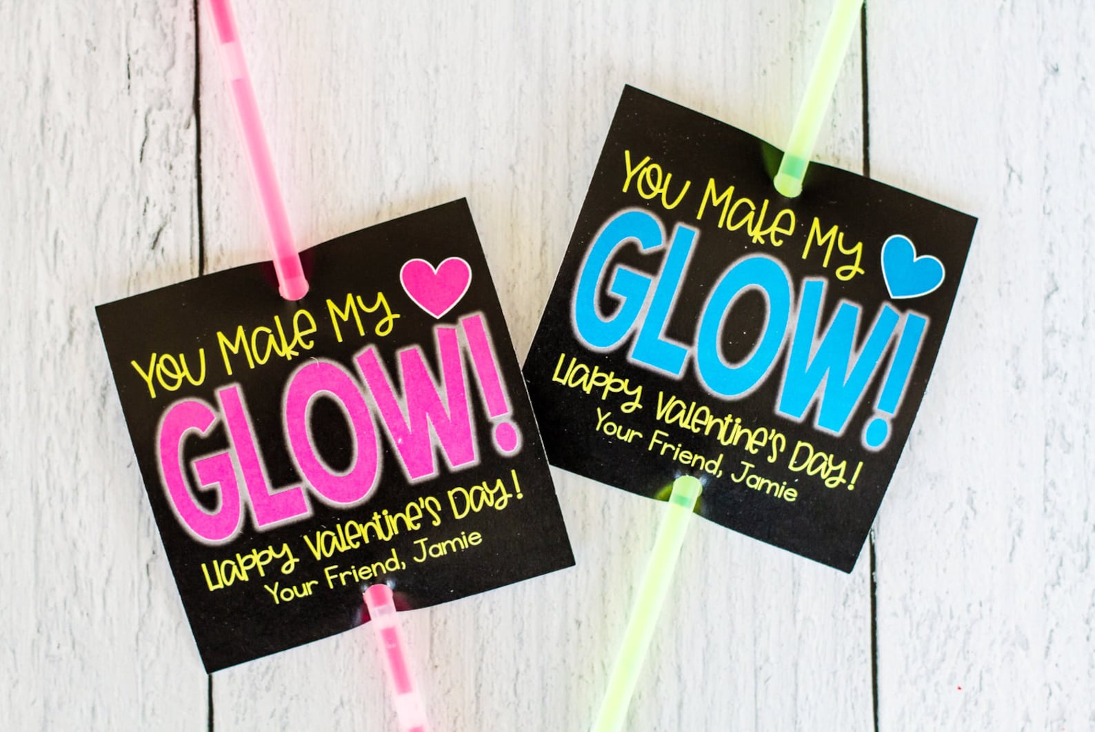 PRINTED Glow Stick Valentine's Day Tags for Kids Class - Etsy