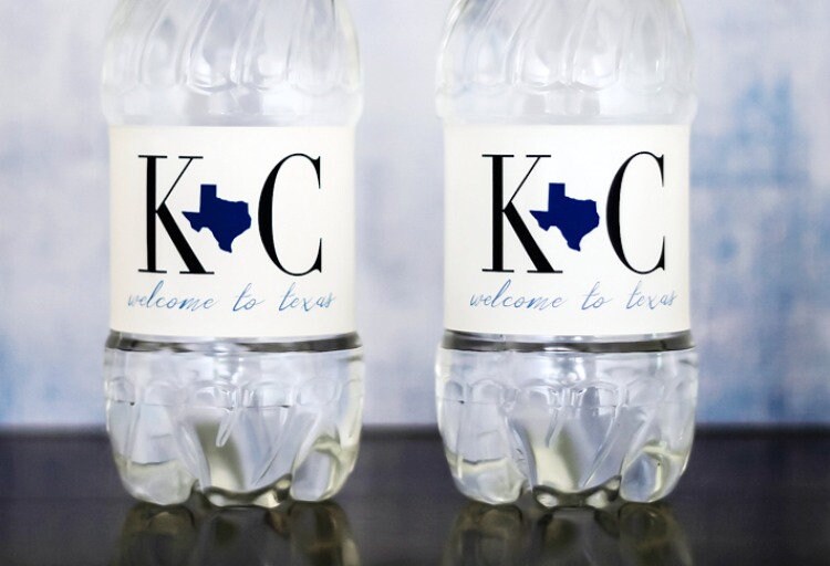 State Map Wedding Water Bottle Labels Printed Waterproof | Etsy