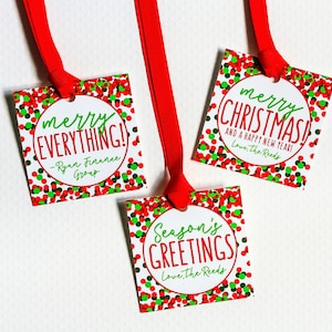 Custom Christmas Gift Tags & Ribbon - Merry Christmas Tags - Holiday ...