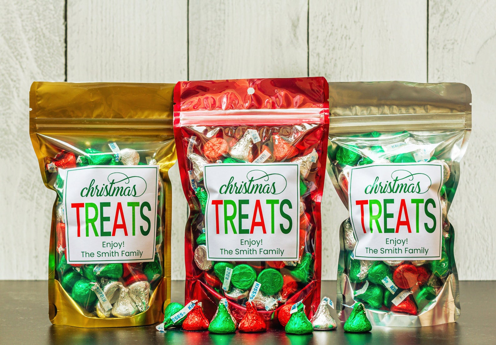 Christmas Treats Candy Bags Personalized Holiday Party Favor - Etsy