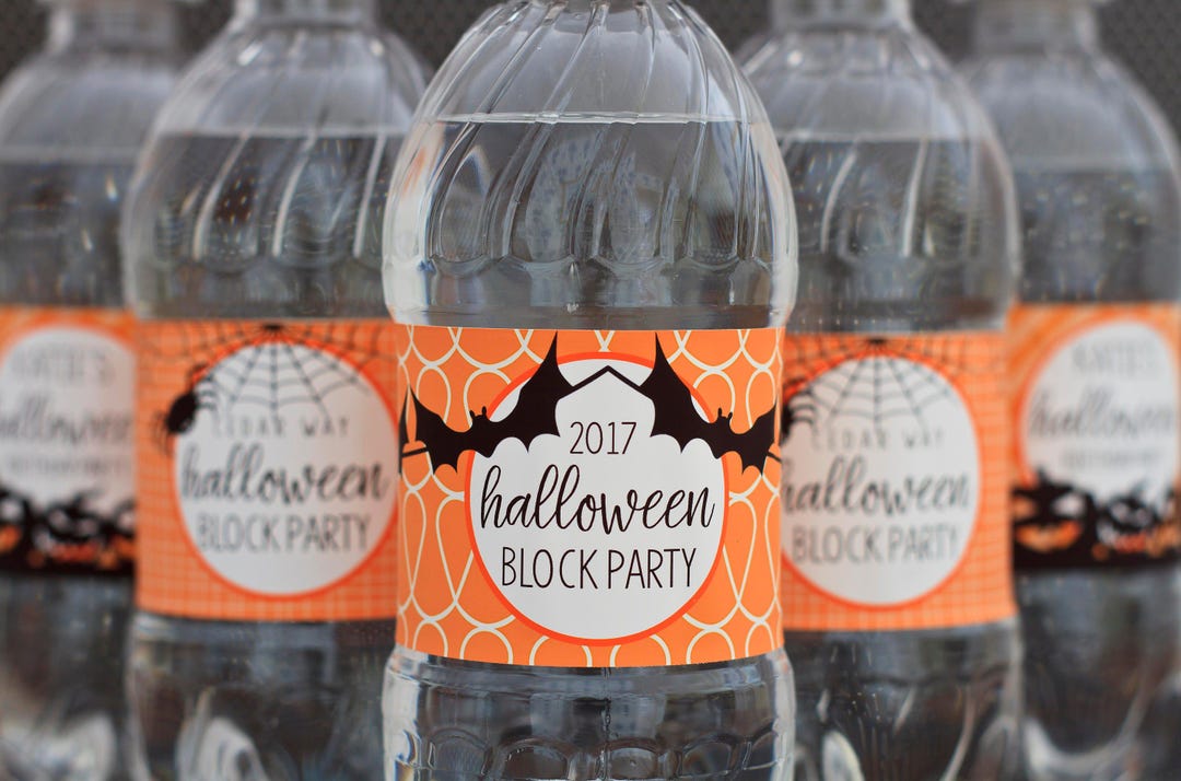 Halloween Water Bottle Labels WATERPROOF - Custom Halloween Party ...