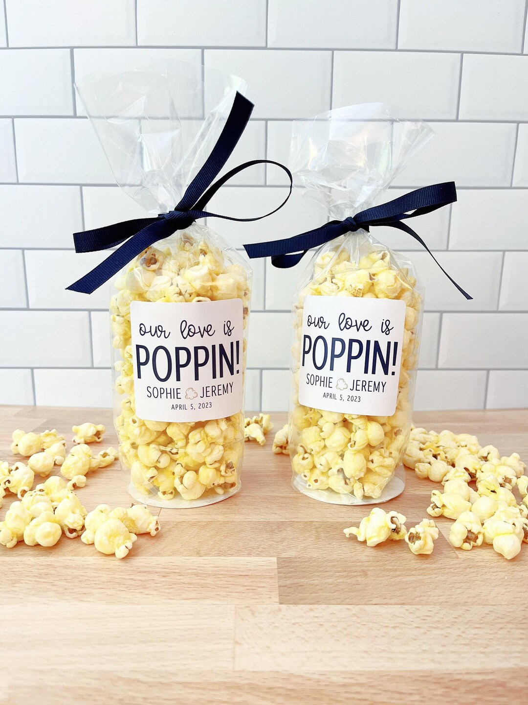 Wedding Popcorn Bags & Ribbon - Our Love is Poppin Party Favors for ...