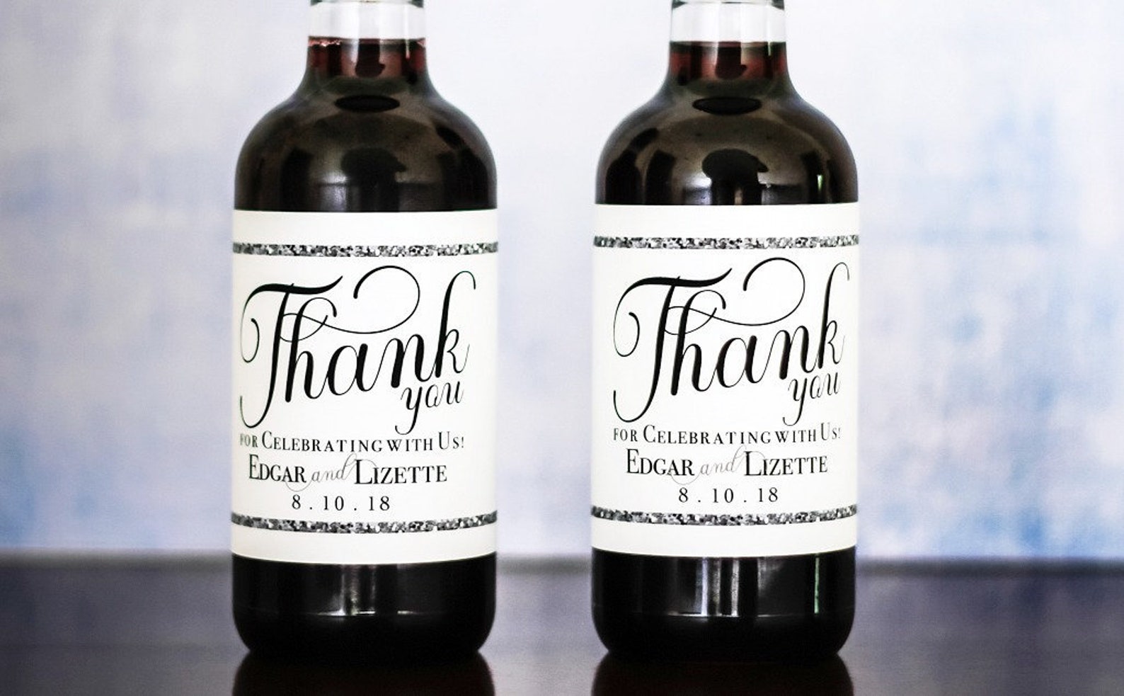 Silver Glitter Wedding Mini Wine Labels Mini Champagne | Etsy