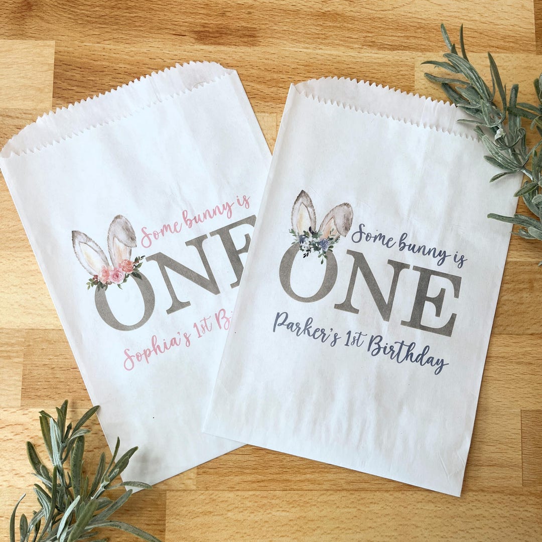 Bunny First Birthday Party Favor Bags - Some Bunny is One - Easter 1st ...