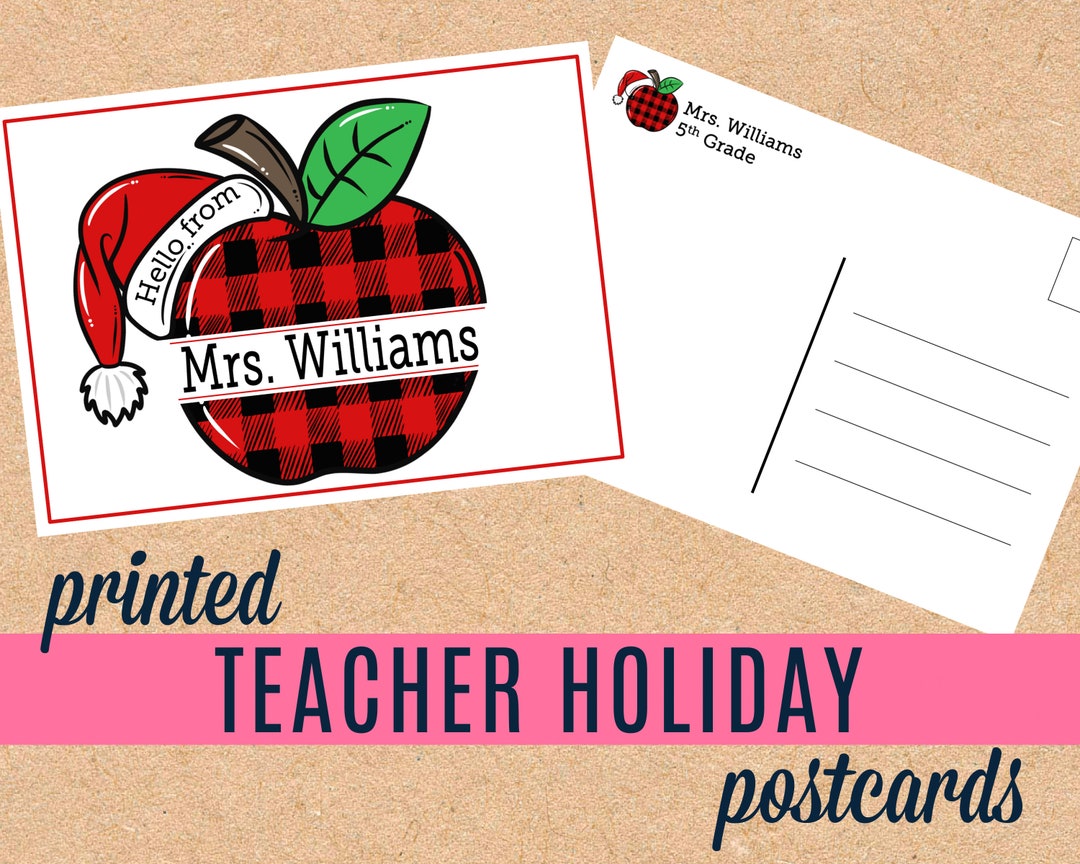 PRINTED Christmas Teacher Postcards for Students - Etsy
