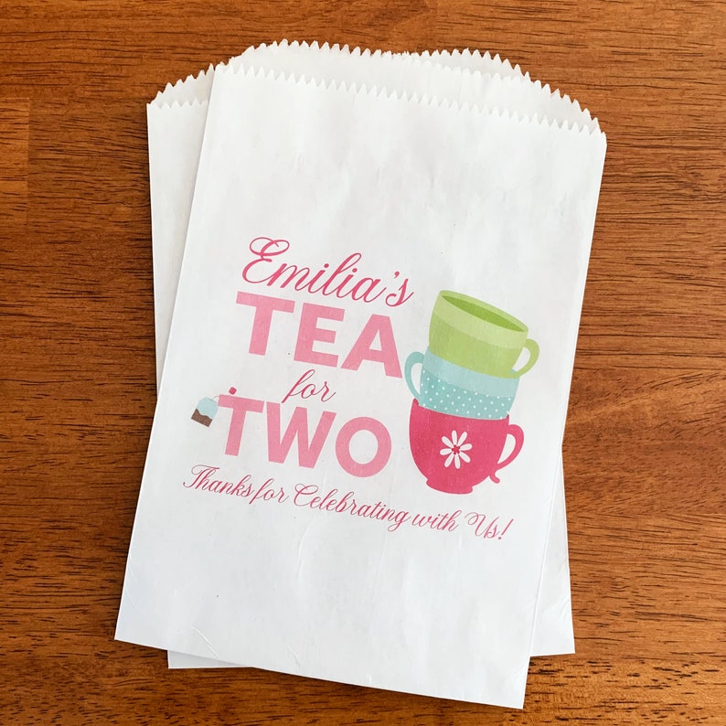Tea for Two Birthday Favor Bags – Lined Tea Party Treat Bags - Etsy