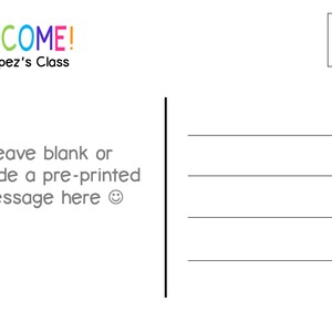 Welcome Postcards for Students - Teacher Notes to Students - Welcome to ...