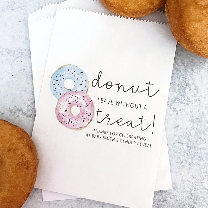 LINED Gender Reveal Donut Favor Bags Pink & Blue Doughnut - Etsy