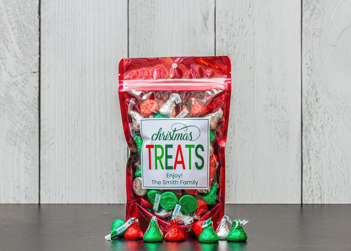 Christmas Treats Candy Bags - Resealable Popcorn, Chocolates, Nut Bags ...