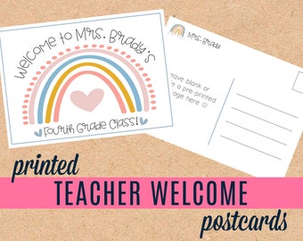 Editable Teacher Postcard to Students, Boho Rainbow Welcome Back to ...