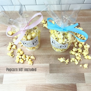 Baby Shower Popcorn Bags, Labels & Ribbon She's Ready to Pop Sprinkle ...