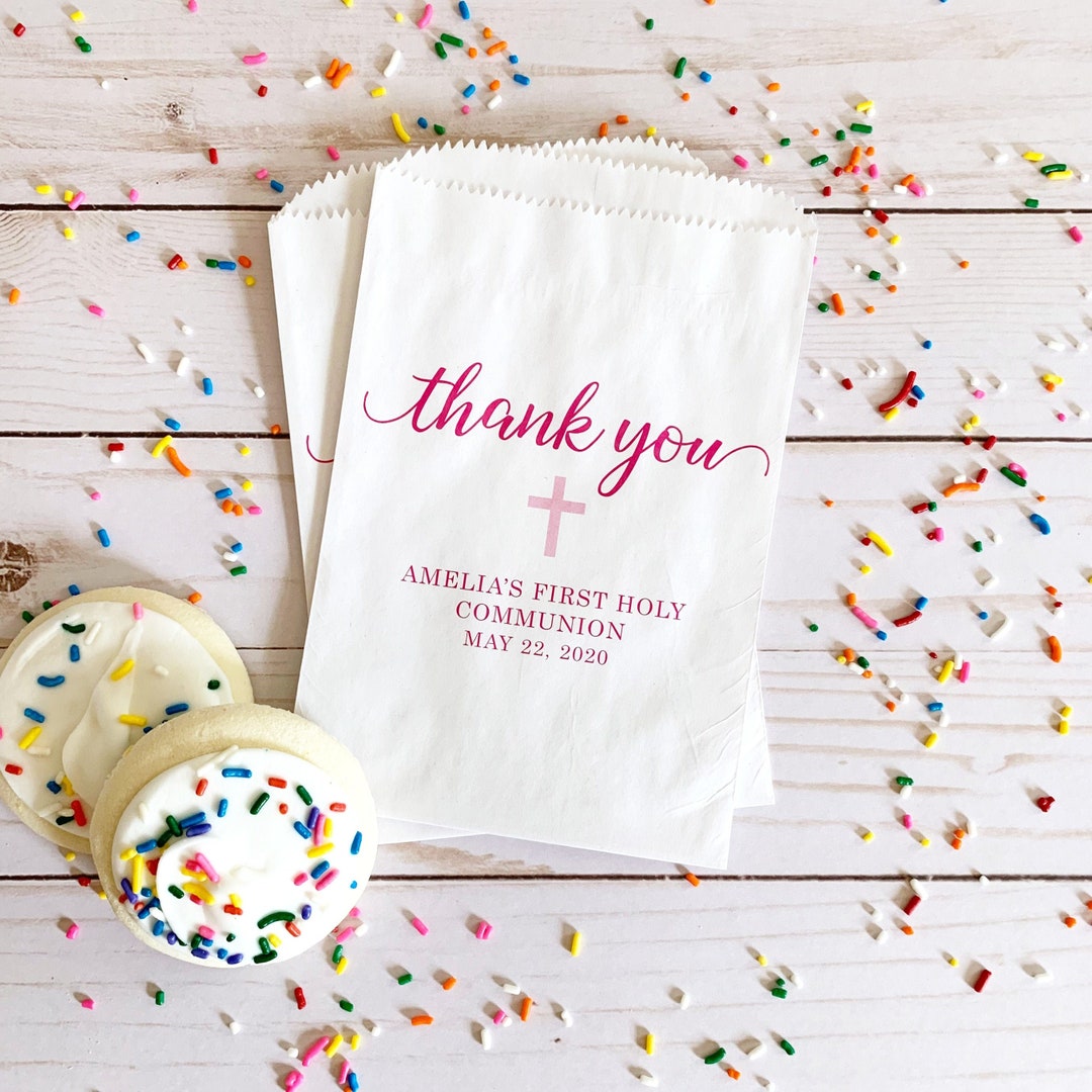 Lined First Communion Favor Bags – Personalized Treat Bags for ...