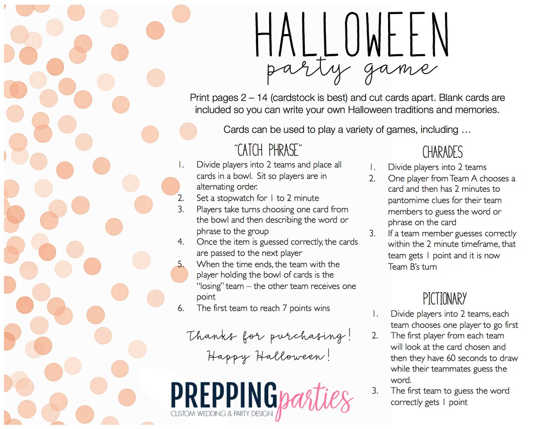 INSTANT DOWNLOAD Printable Halloween Games for Groups - Halloween Party ...