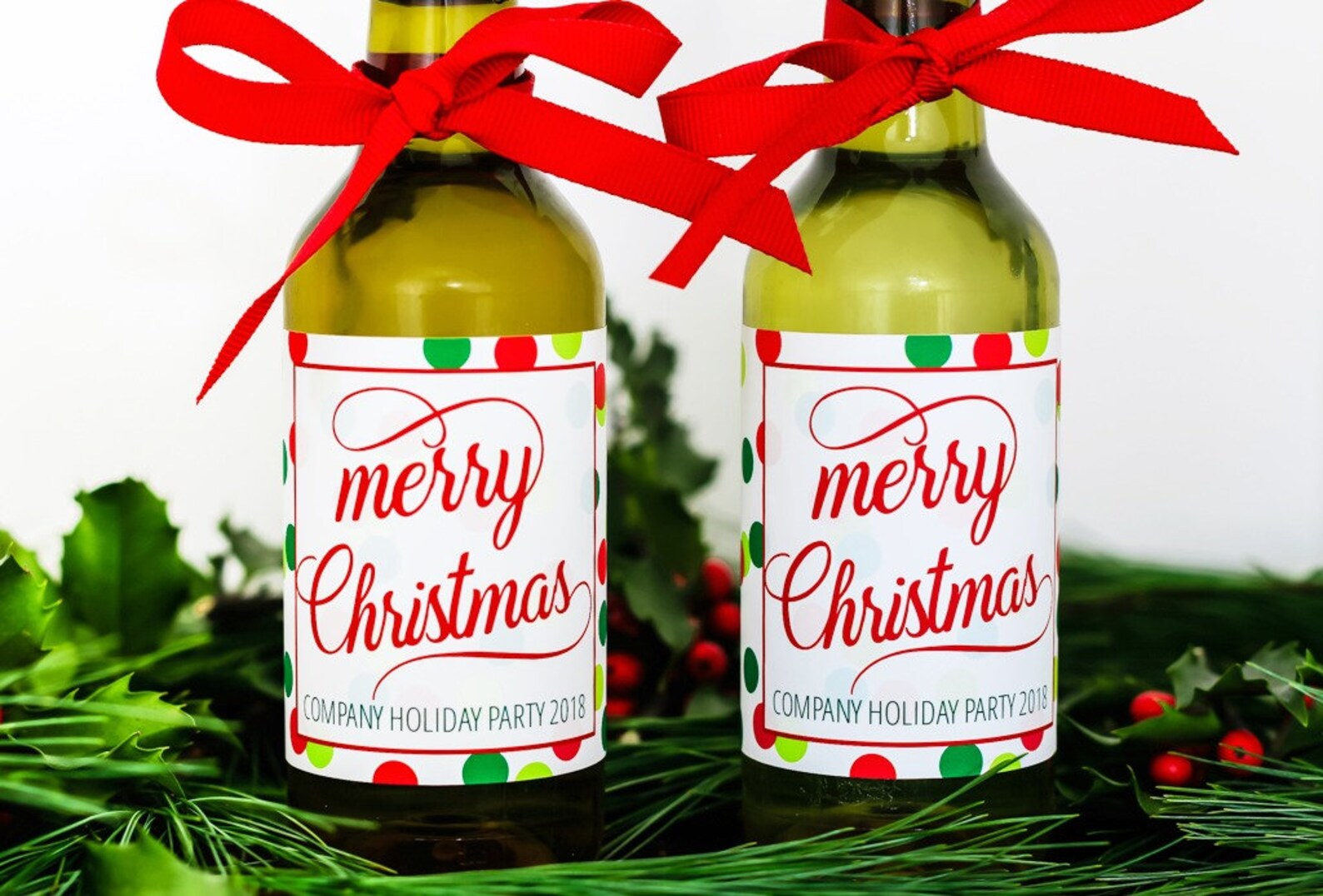 Merry Christmas Mini Wine Labels Holiday Mini Champagne - Etsy