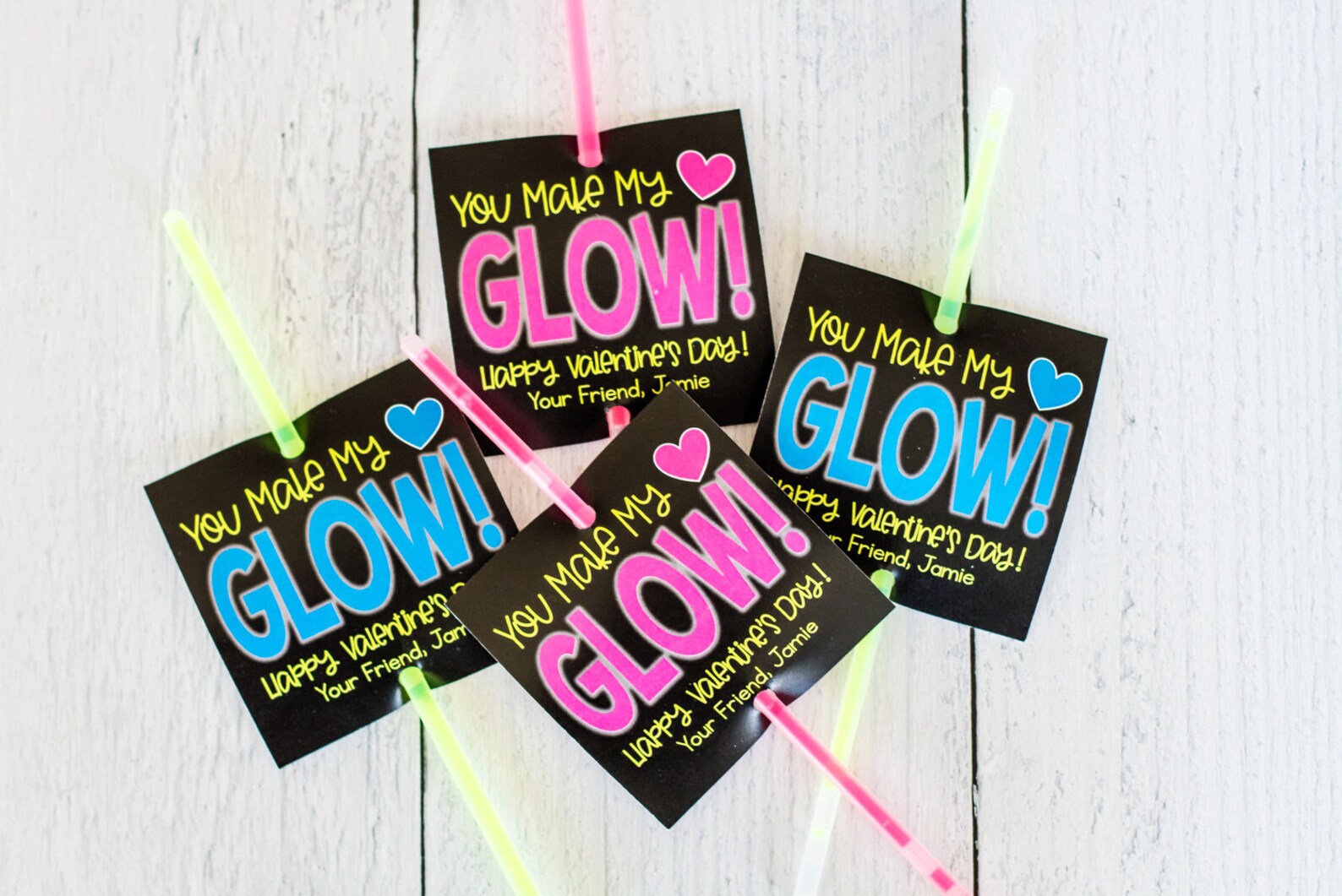 PRINTED Glow Stick Valentine's Day Tags for Kids Class - Etsy