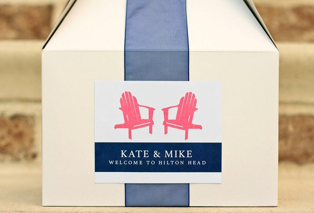 Adirondack Chair Wedding Welcome Bag Stickers - Printed Personalized ...