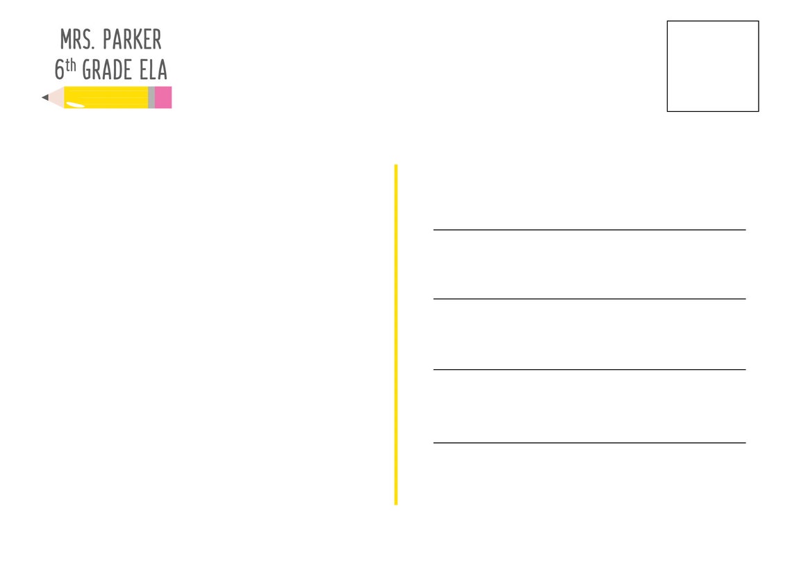 Hello From Teacher Postcards - Personalized Teacher Note Cards to ...