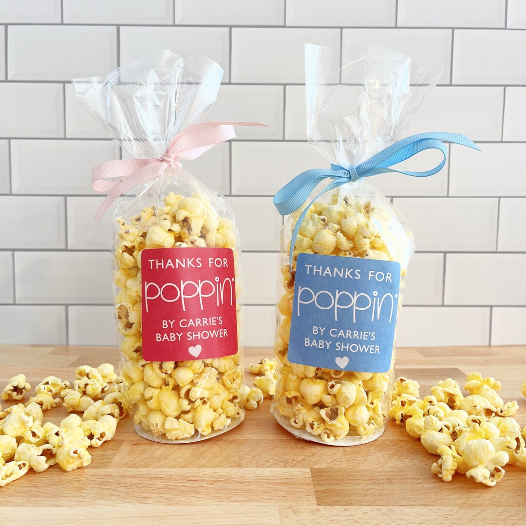 Popcorn Bags, Labels & Ribbon Thanks for Popping by Favors for Guests ...