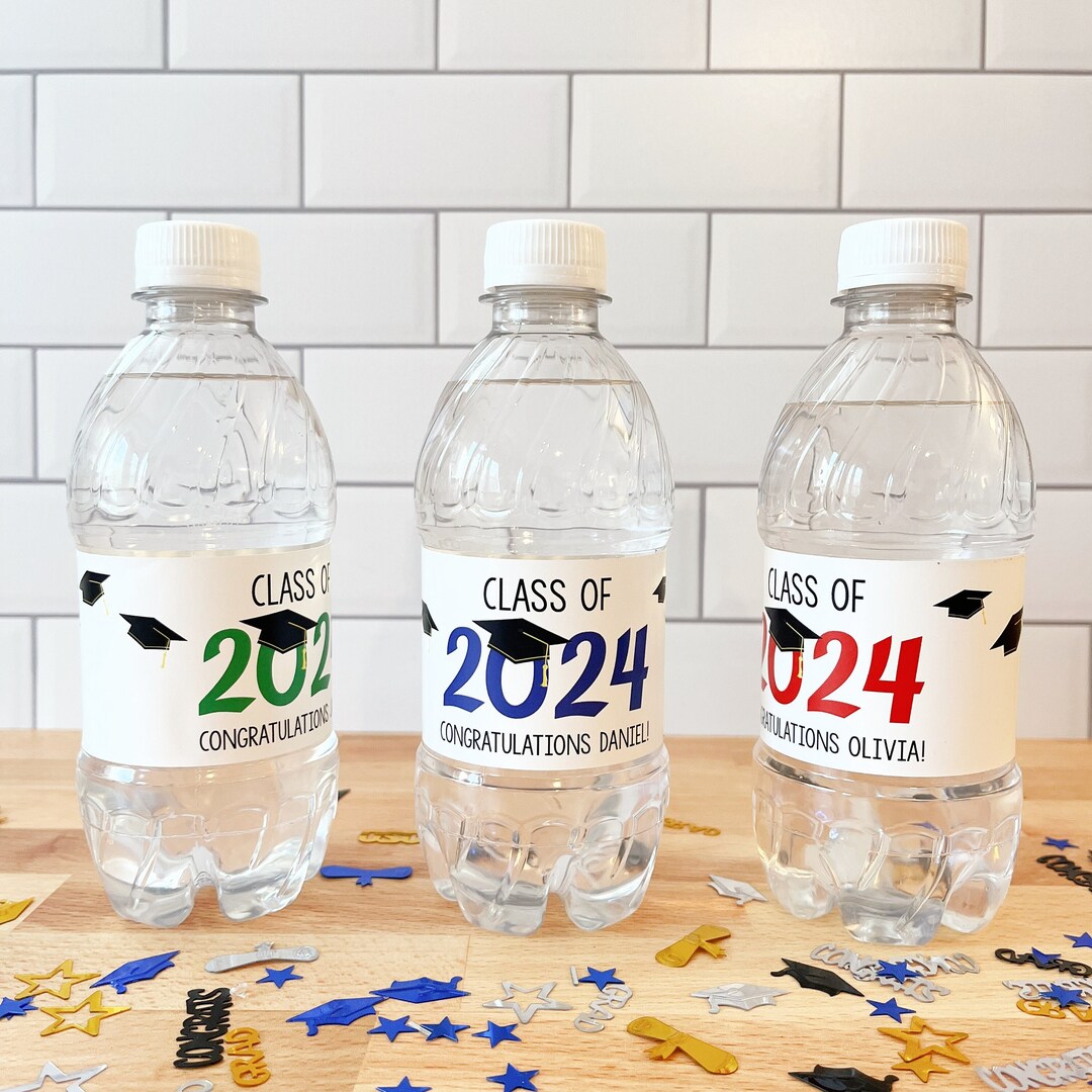 PRINTED Graduation Water Bottle Labels - College & High School ...
