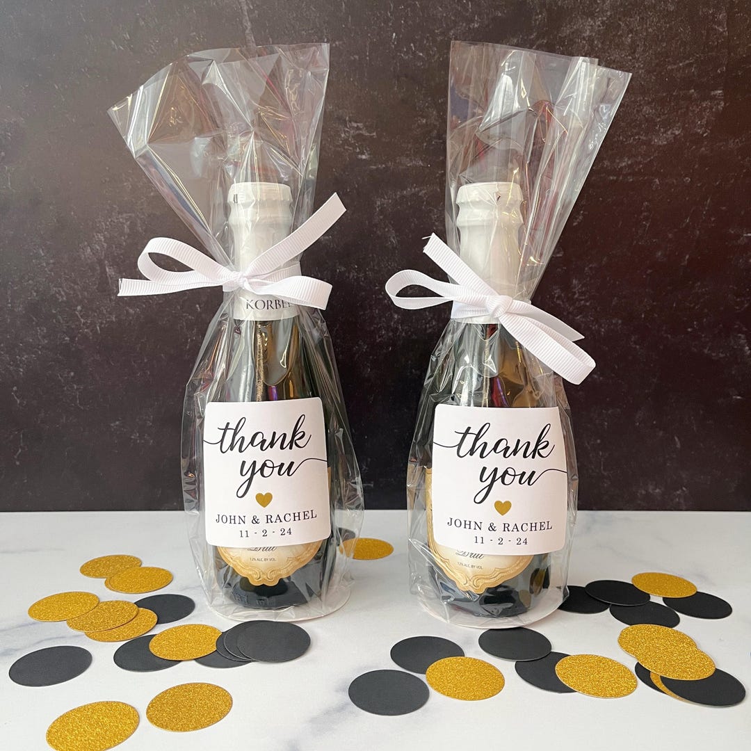 Mini Champagne Bags & Ribbon - Party Favors for Wedding, Bridal Shower ...