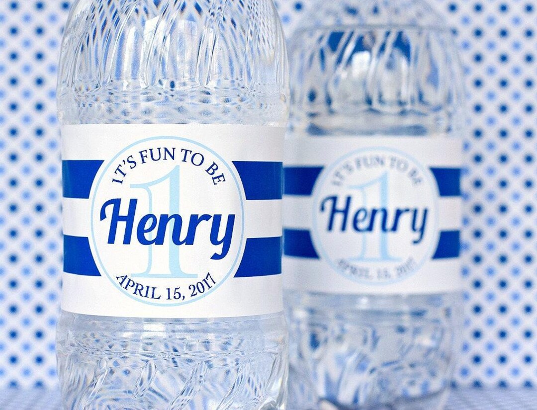 First Birthday Water Bottle Labels Waterproof - Boy 1st Birthday Water ...