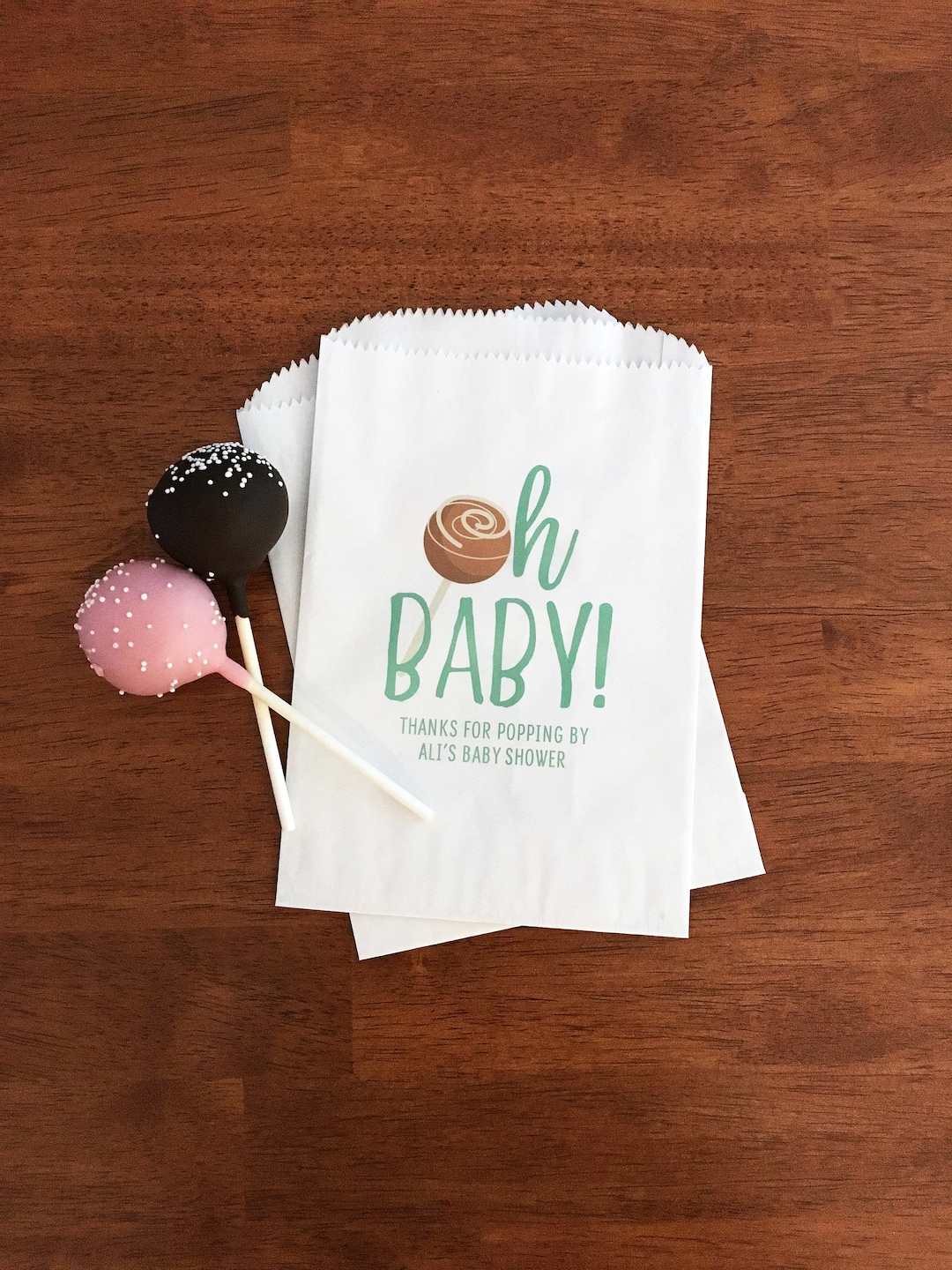 Baby Shower Cake Pop Bags LINED - Personalized Cake Pop Favor Bags ...