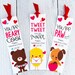 Animal Valentine's Bookmarks Funny Valentine's Day Bookmark Cards for ...