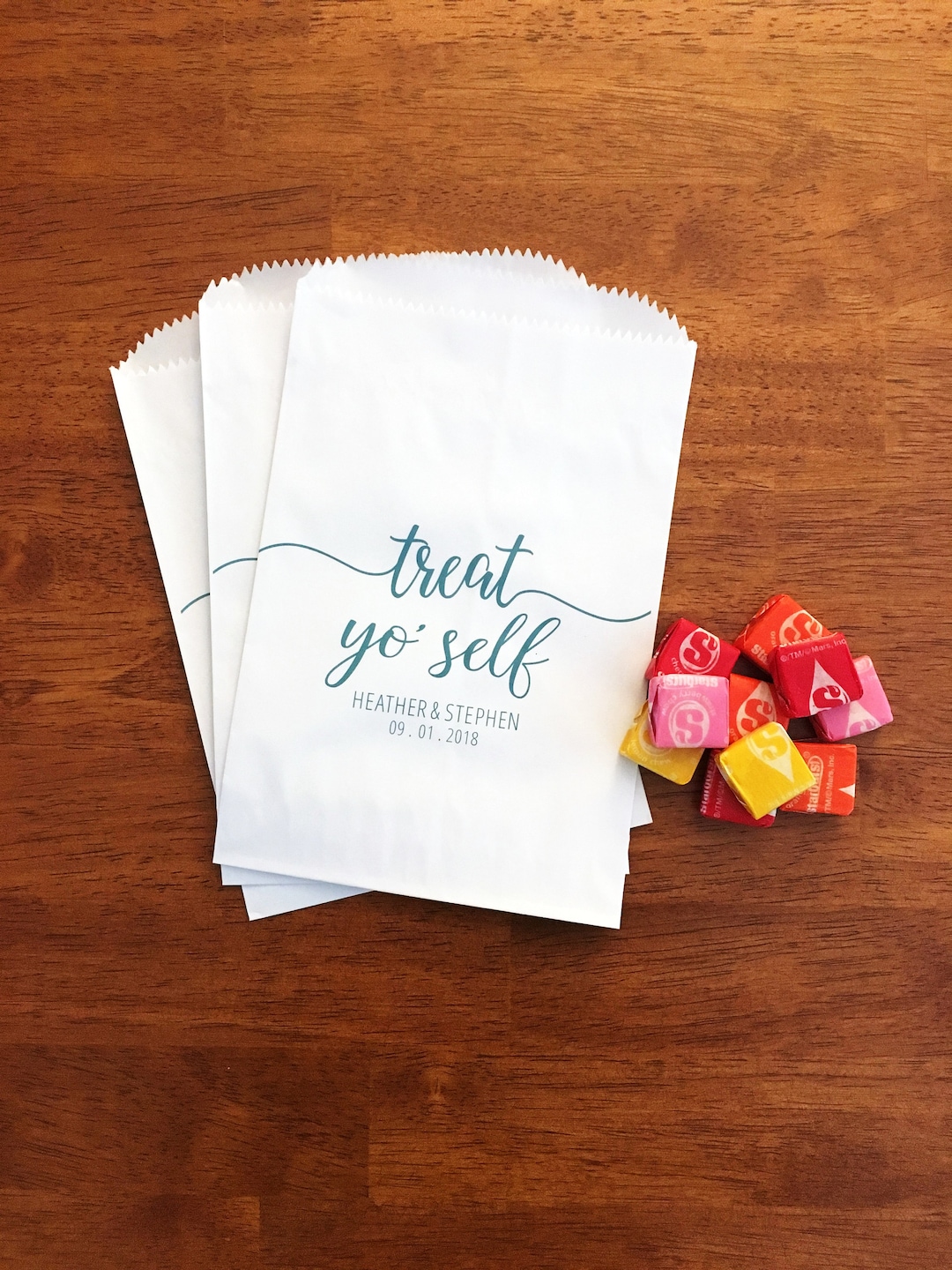LINED Wedding & Party Favor Bags - Treat Yo Self // Personalized ...