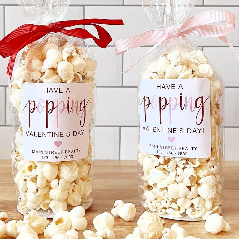 Valentine's Day Popcorn Bags & Ribbon - Personalized Valentines Gifts ...