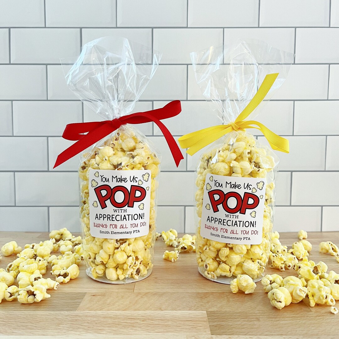Appreciation Week Popcorn Bags & Ribbon for Teachers, Paraprofessionals ...