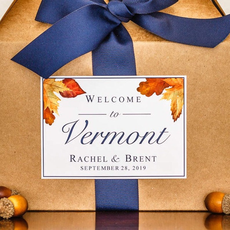 4x5 Large Fall Wedding Welcome Bag Labels Leaves Hotel | Etsy